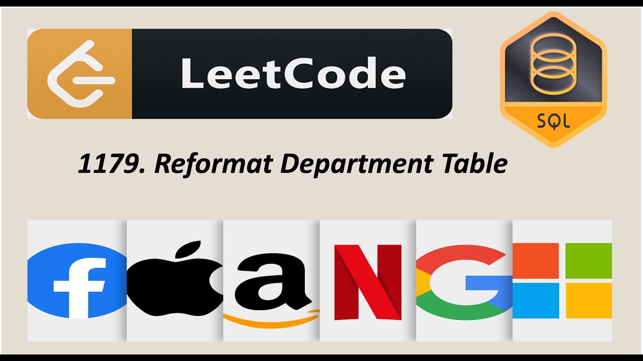 1179. Reformat Department Table | LeetCode | SQL | Solution | Interview Problem