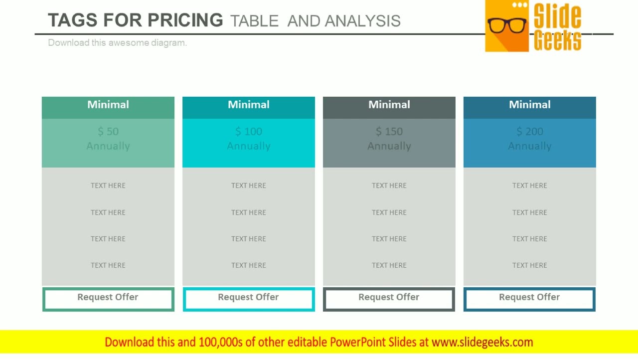 Pricing Comparison Table For Analysis Powerpoint Slides