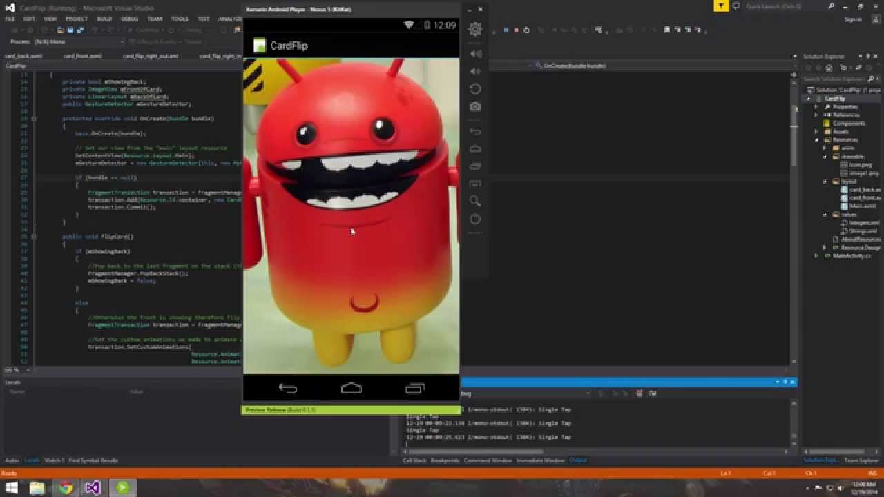 Xamarin Android Tutorial   29   Card Flip Fragment