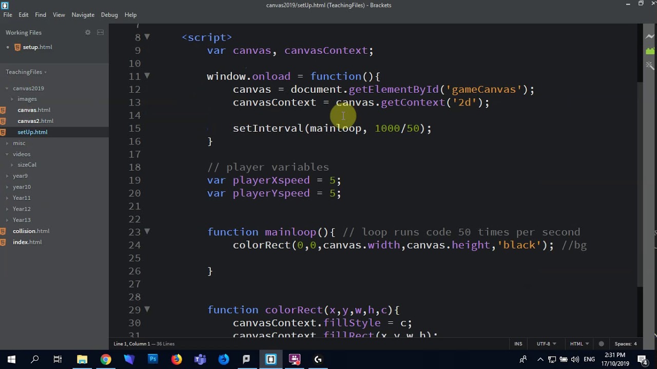 JavaScript canvas how to setup