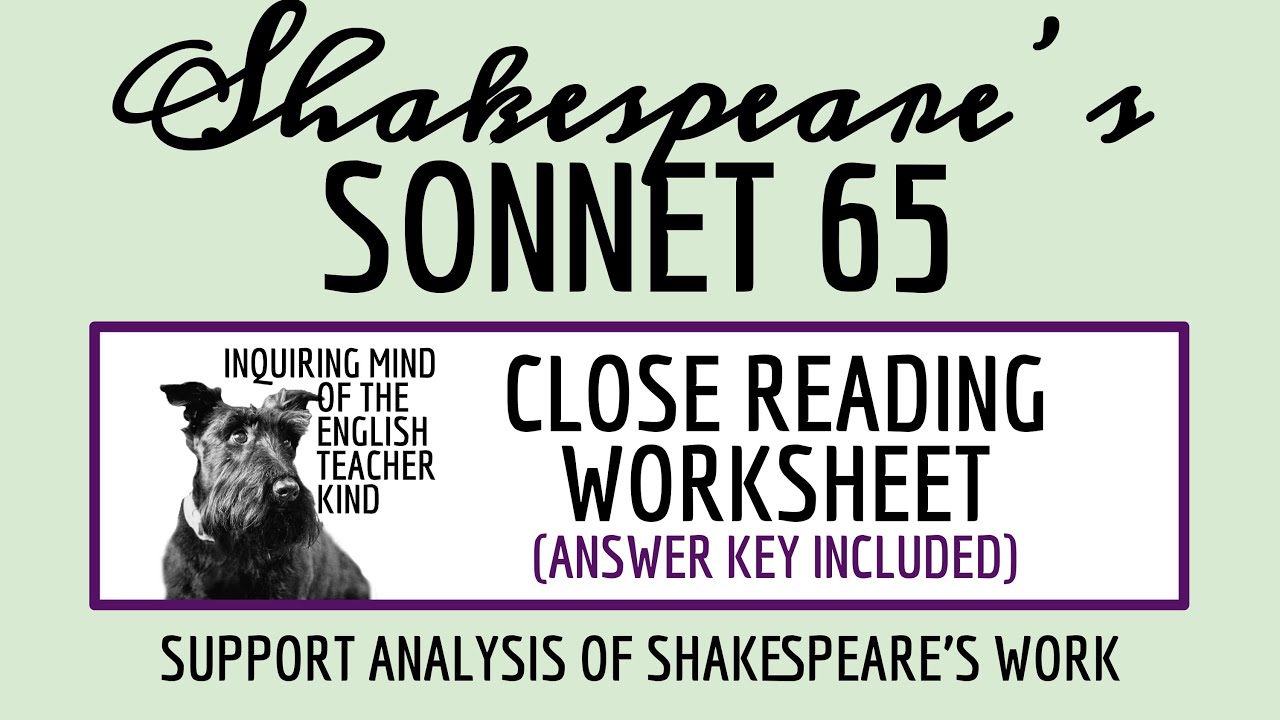 Shakespeare's Sonnet 65 Close Reading Worksheet and Answer Key | High School Poetry Analysis