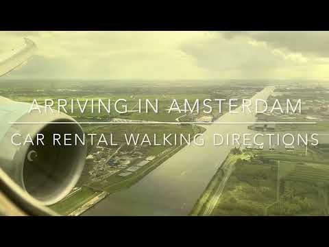Amsterdam Airport Walking Directions from Plane to Car Rental Counters and Parking Garage