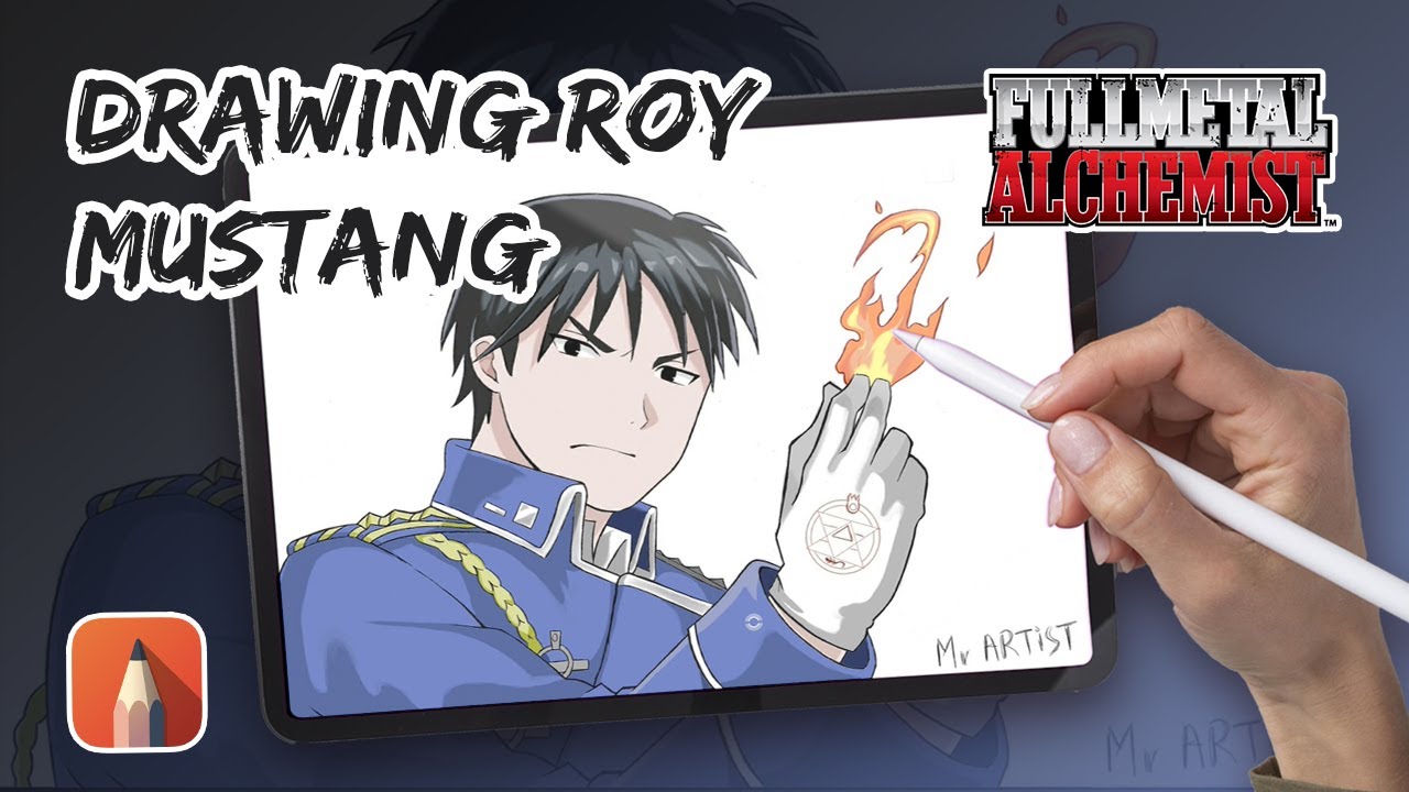 Drawing Roy Mustang from Fullmetal alchemist  ✍️ speed art on sketchbook