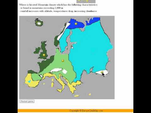 European climate zones quiz map game