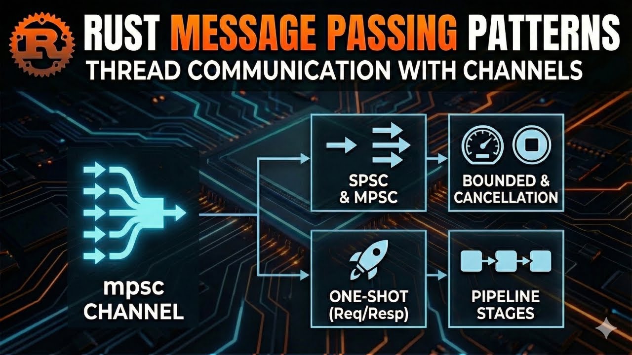 Top 6 message passing patterns in Rust Multithreading 🦀