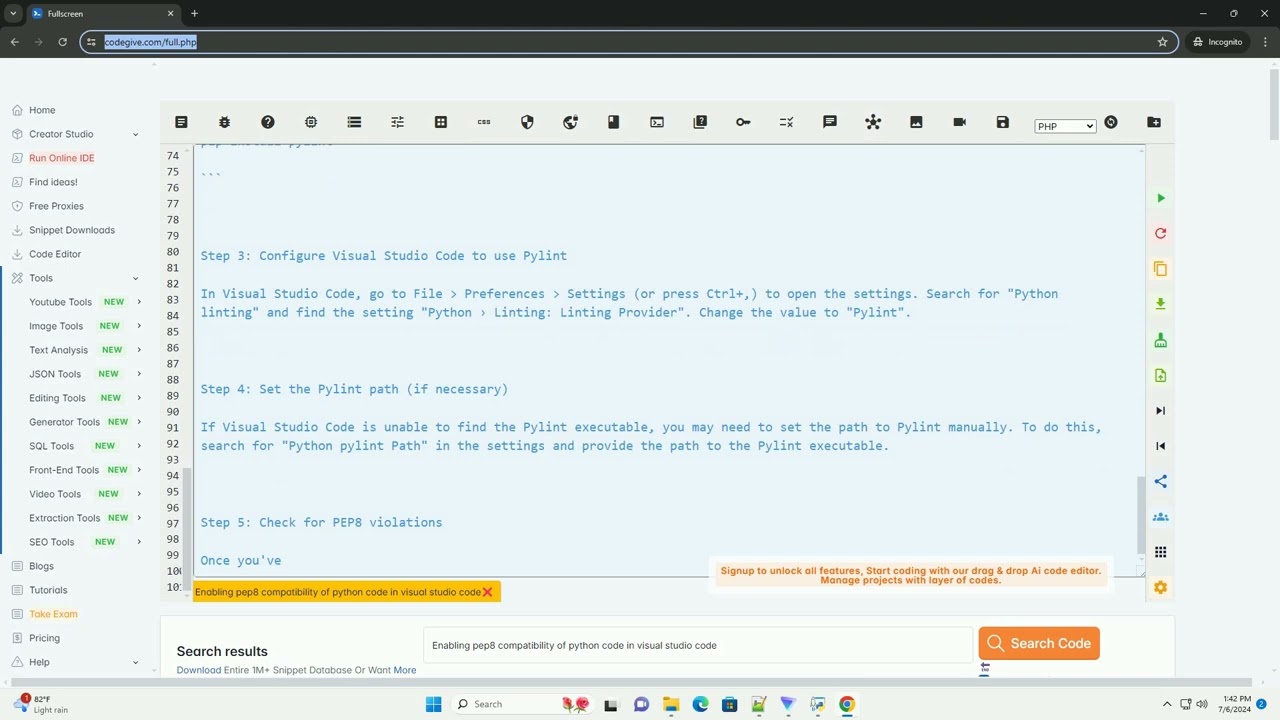 Enabling pep8 compatibility of python code in visual studio code