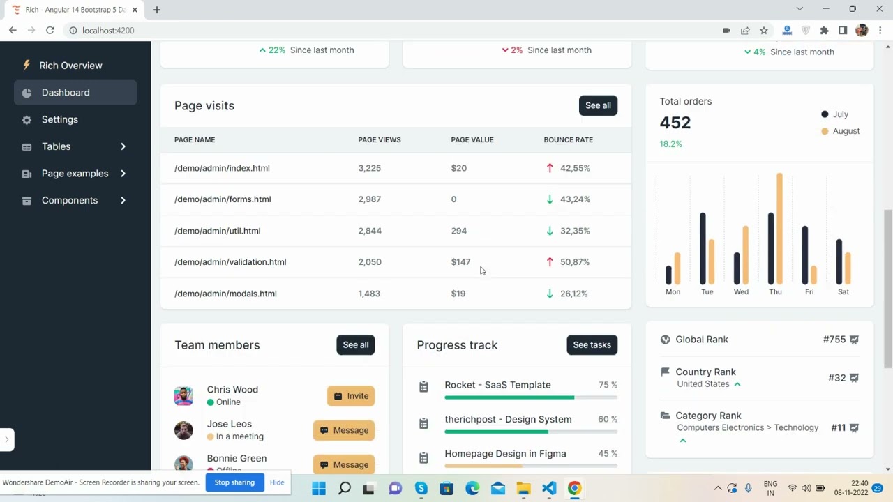 Angular 14 Free Admin Dashboard Template 15