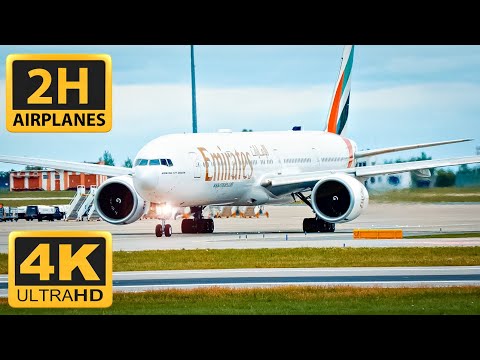 [4K] 2 HOURS of BIG AIRPLANES LANDINGS & TAKEOFFS. Prague TV Screensaver Wallpaper for sleeping.