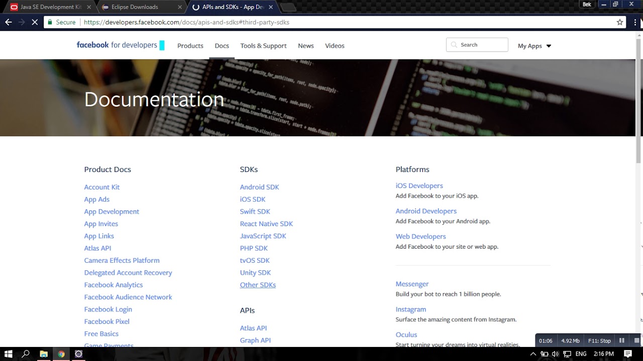 Facebook API - Java - Lesson 1 (Setup Programs)