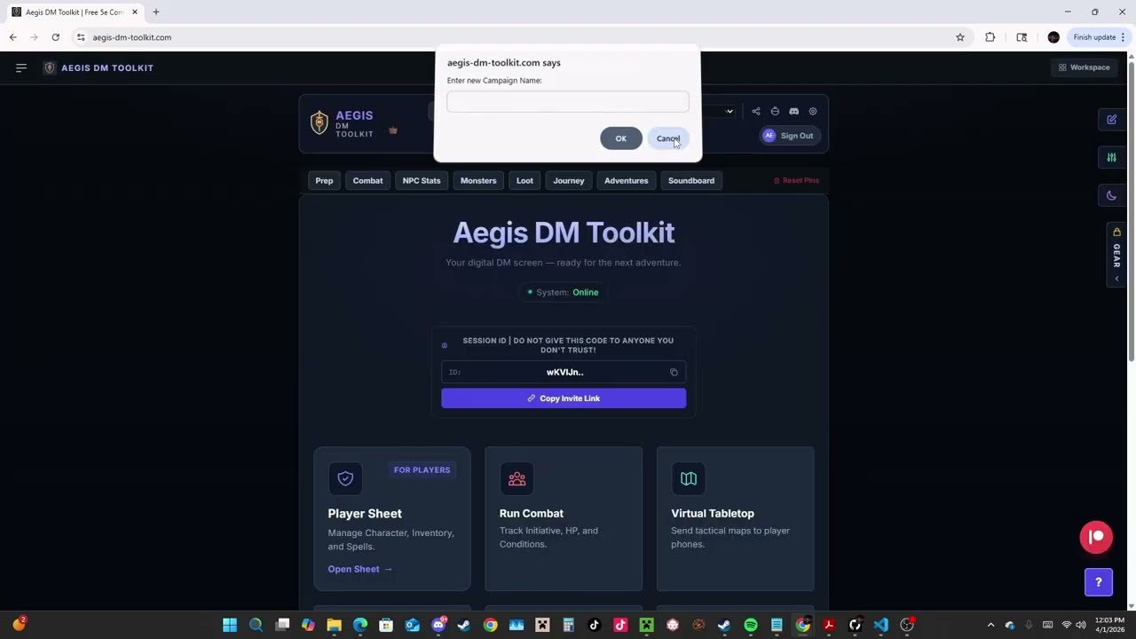 Aegis DM Toolkit Tutorial