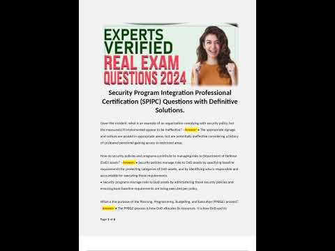 Security Program Integration Professional Certification SPIPC Questions with Definitive Solutions pd