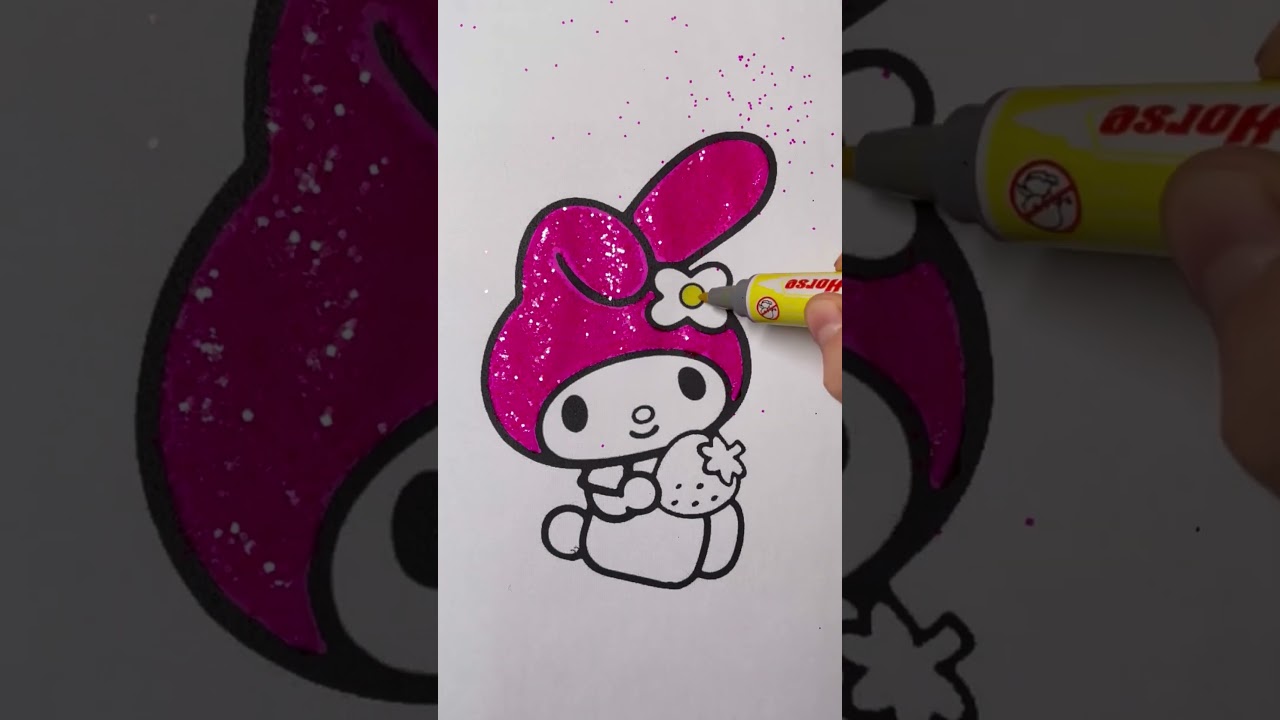 🌸 My Melody coloring and glittering✨#hellokitty #coloringpages