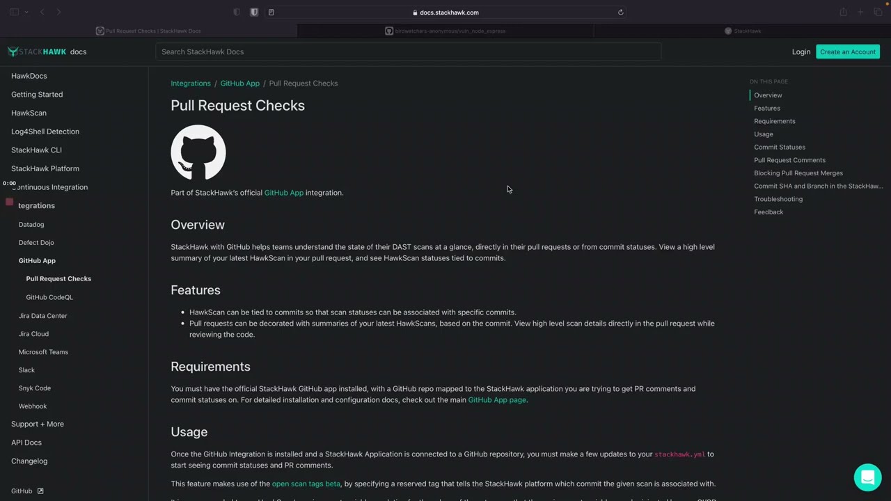 GitHub Pull Request Checks with StackHawk