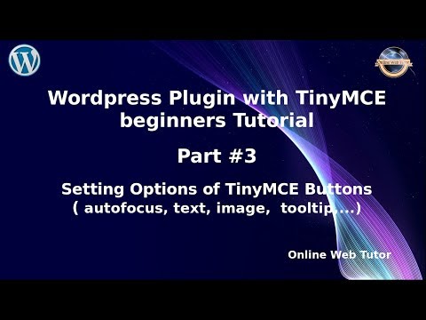 Learn Learn Wordpress Plugin with TinyMCE Editor Beginners Tutorial 3 Setting Options to TinyMCE ...