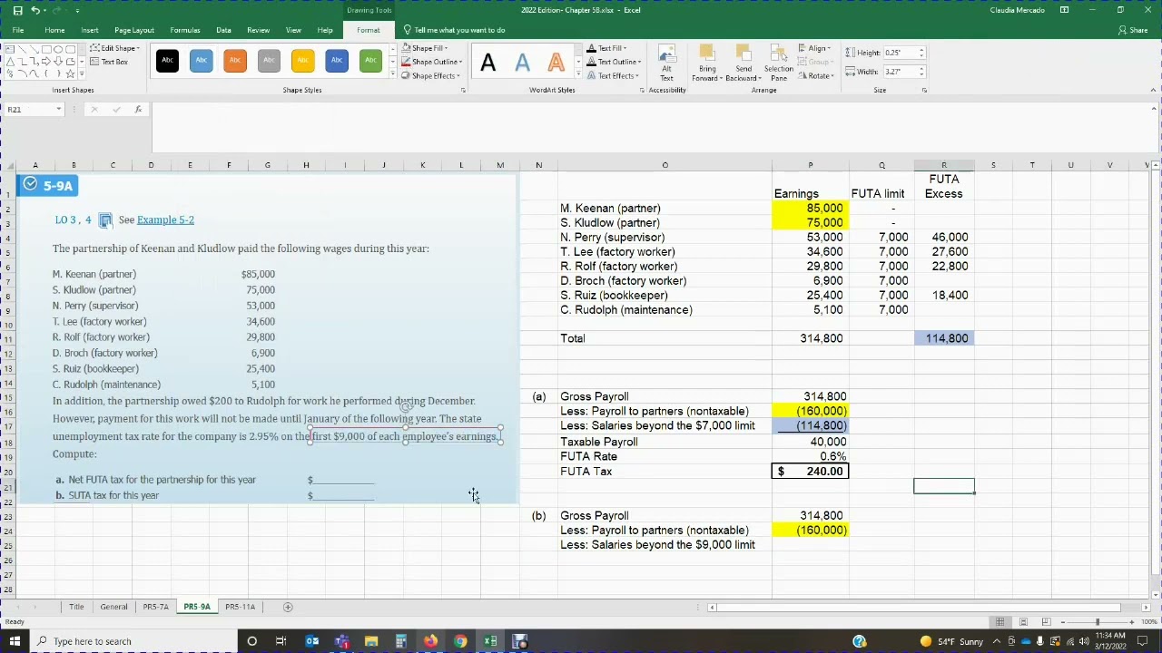 Payroll 2022- Chapter 5 PR5-9A