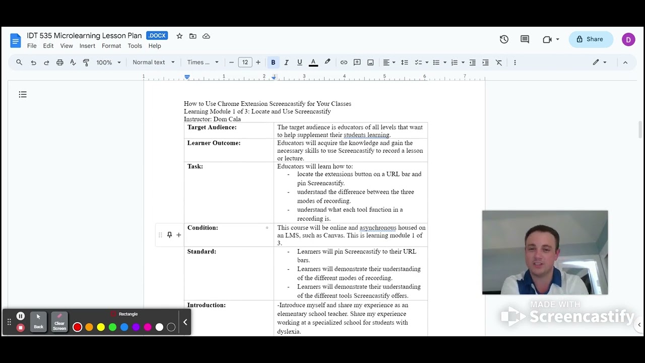 IDT 535 Microlearning Lesson Plan.docx - Google Docs