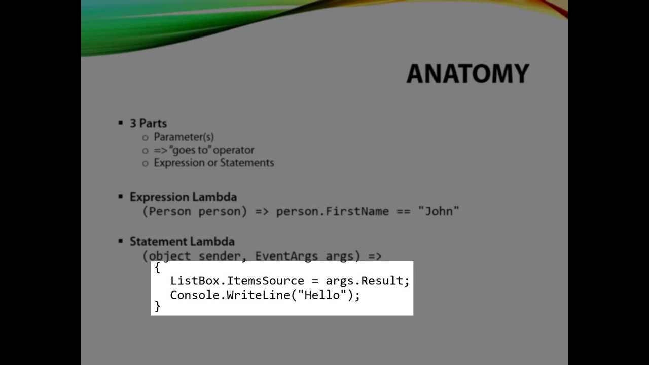 JeremyBytes - Anatomy of a Lambda Expression