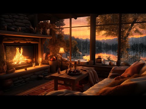 Romantic Autumn Rain and Crackling Fire🔥| Rainy Ambience For Sleep, Study, Relaxing