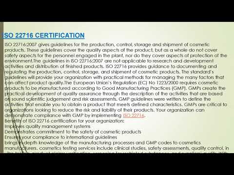 ISO 22716, ISO 22716 Certificate in India