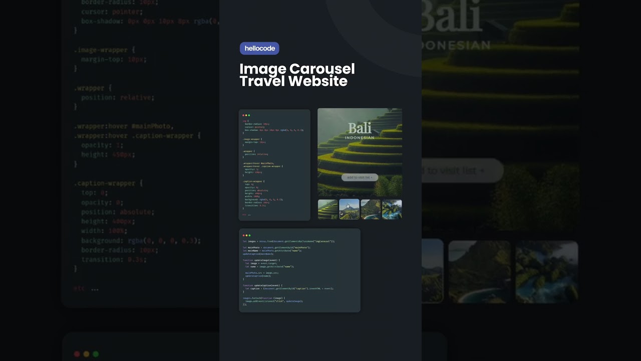 Image carousel travel website with HTML, CSS & Javascript