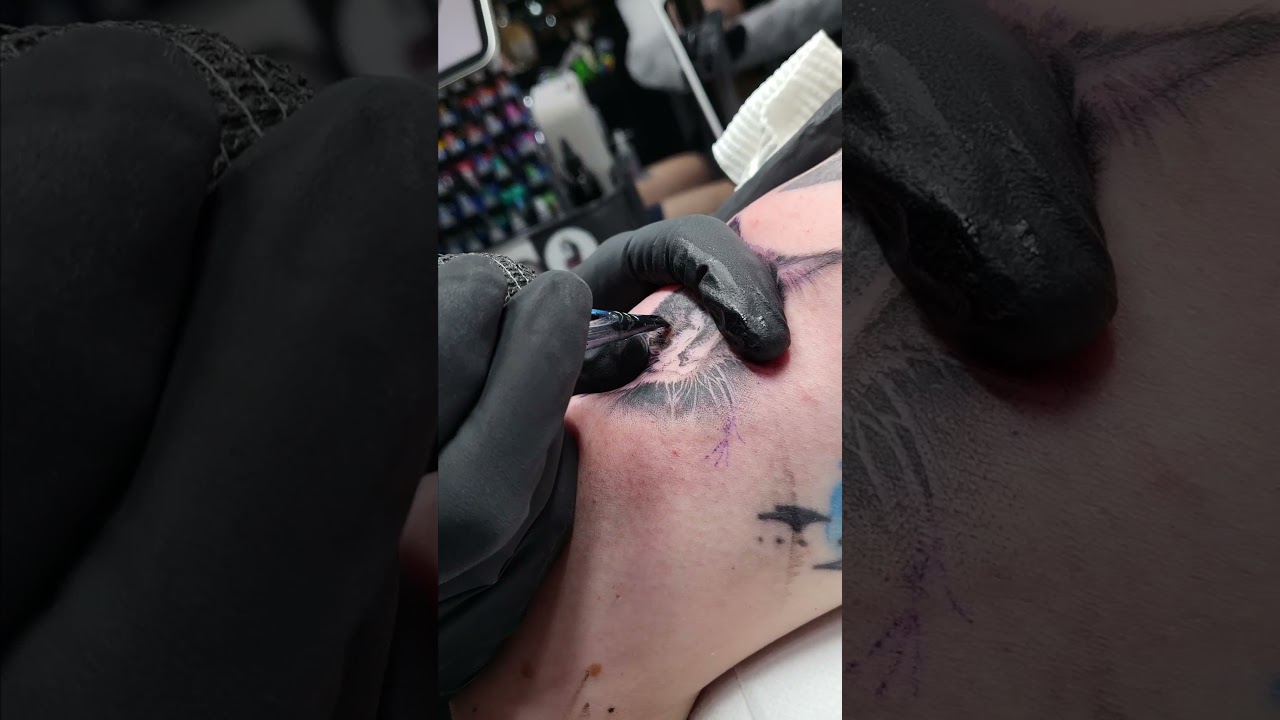 Adorable portrait tattoo of a cat