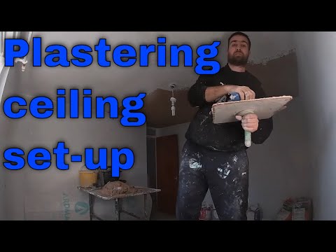 How I set up for plastering ceiling pva bonding skimming stilts beginners guide to plaster ceiling