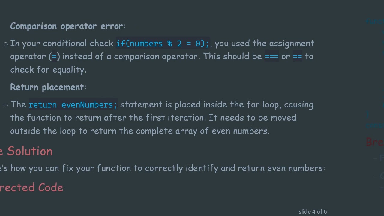 Fixing Common JavaScript Function Errors: How to Print Even Numbers