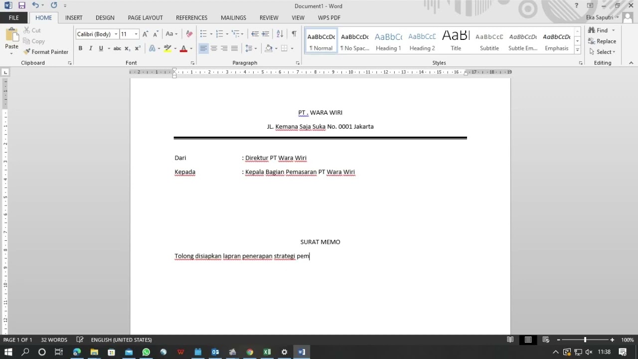 CARA MEMBUAT MEMO SIMPEL VIA MS WORD