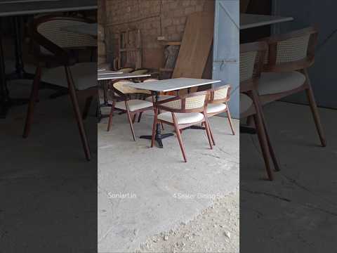#diningset #Fourseater #furniture #canechair #marbletable #restaurant #cafe #chairs #Hotel #Rattan