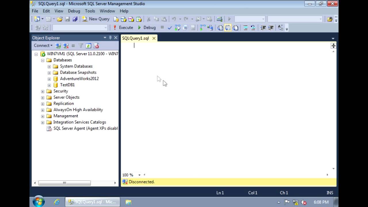 SQL Server 2012 - Creating a database