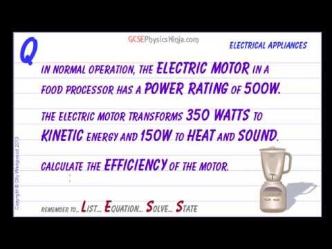GCSE Physics Revision - Efficiency of an Electric Motor (Calculation)