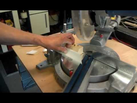 Cutting crown molding, outside corner with a guide block