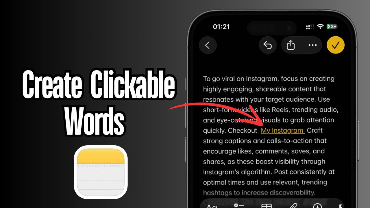 How to Add Clickable Words (Links) in Apple Notes on iPhone