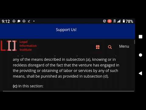 Forced Labor & Slavery Federal Law 18 USC 1589(1)(a)