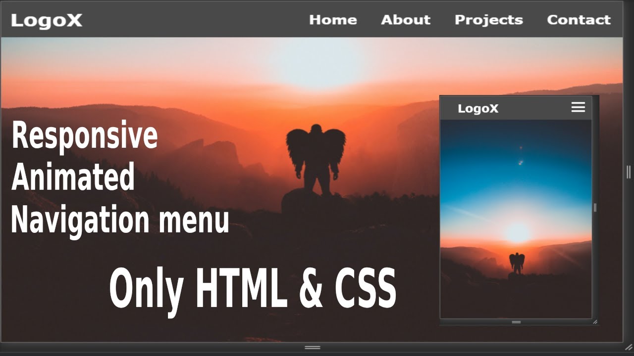 Responsive animated Navbar using only HTML & CSS