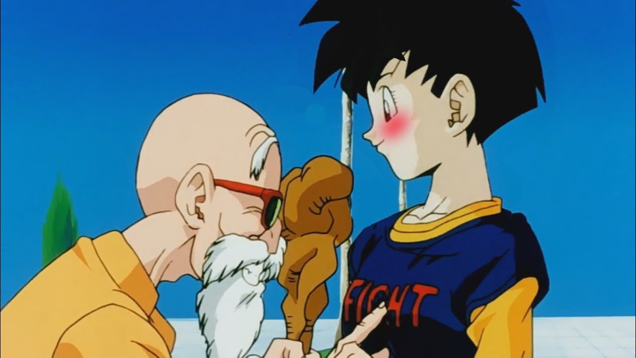 Master Roshi pokes Videl