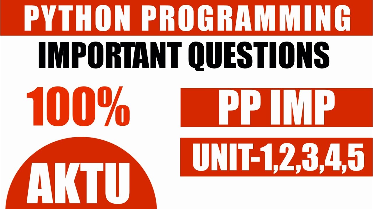 Python programming Important Question 2026 | PP IMP Aktu