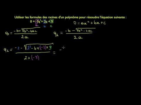 Exemple 1 : Utiliser la formule des racines d'un polynôme du second ...