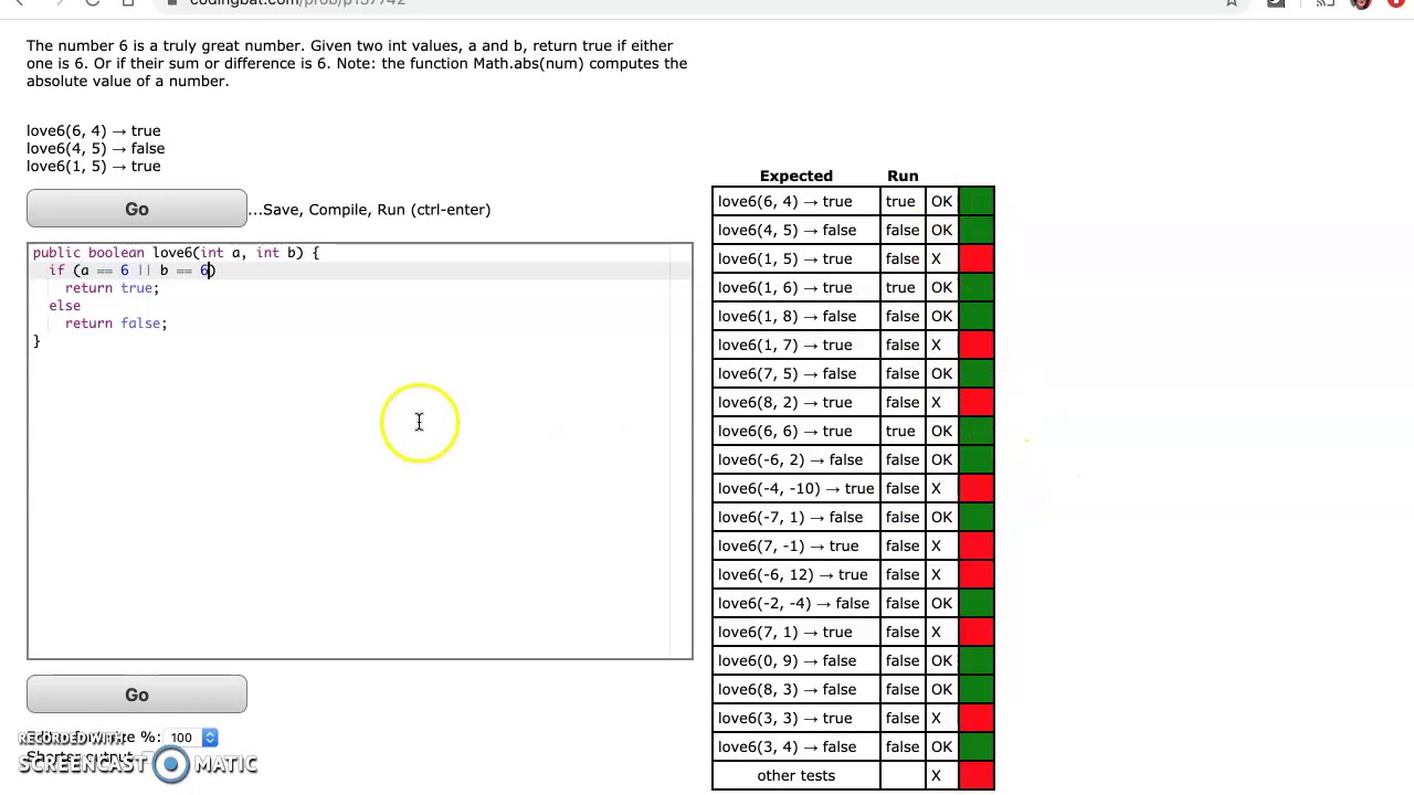 Codingbat logic-1 love6