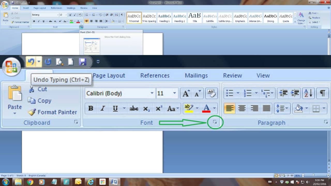 MS Word 2007 set default font