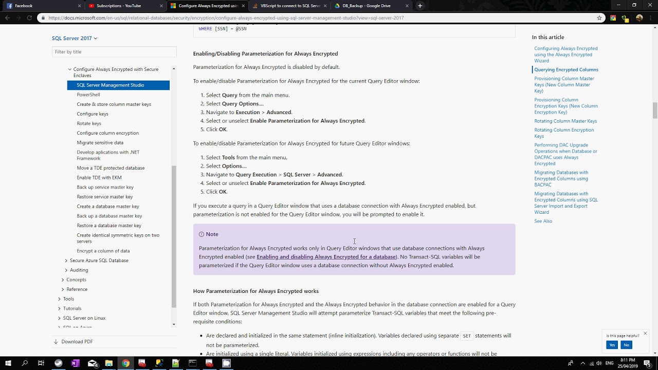 Microsoft SQL Server 2016 - Always Encrypted - Quick Setup and Testing