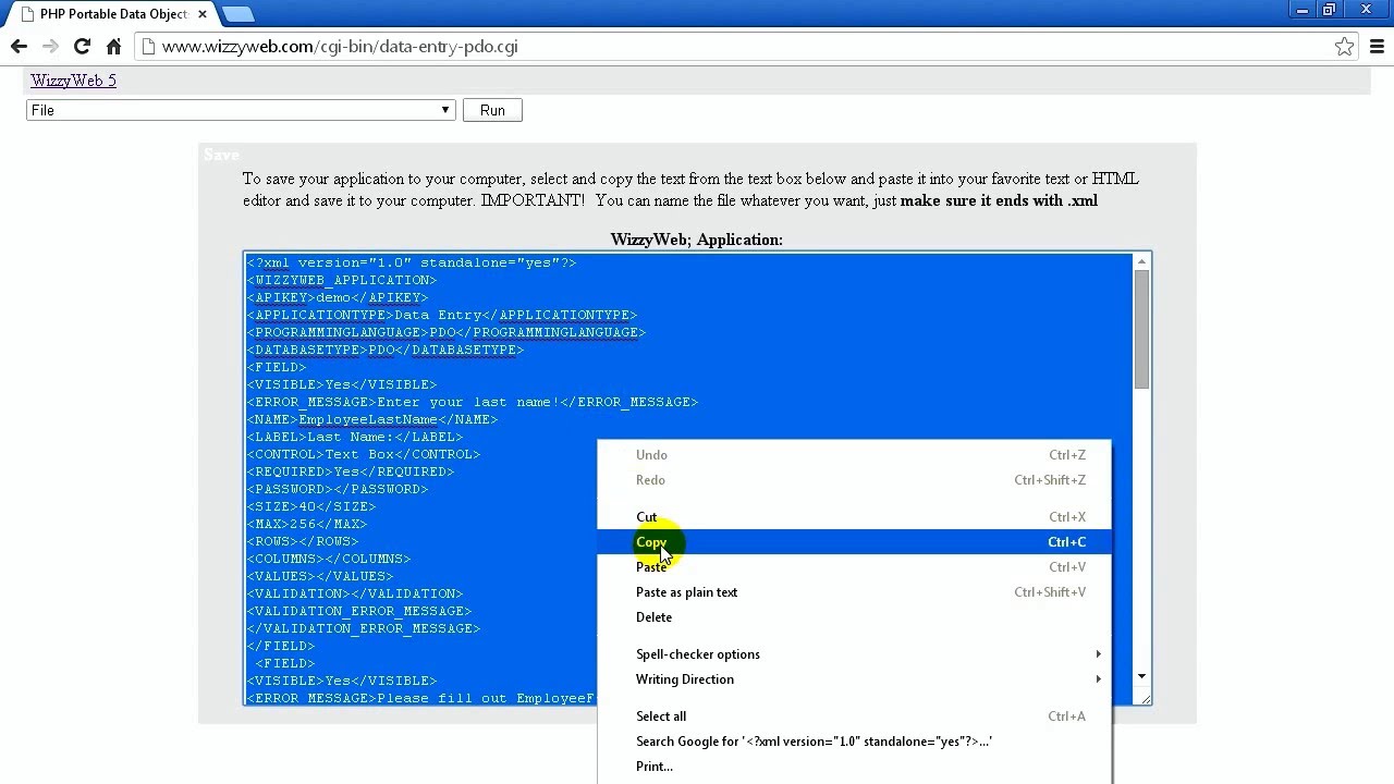 PHP Data Objects (PDO) Data Entry Form Apps with WizzyWeb