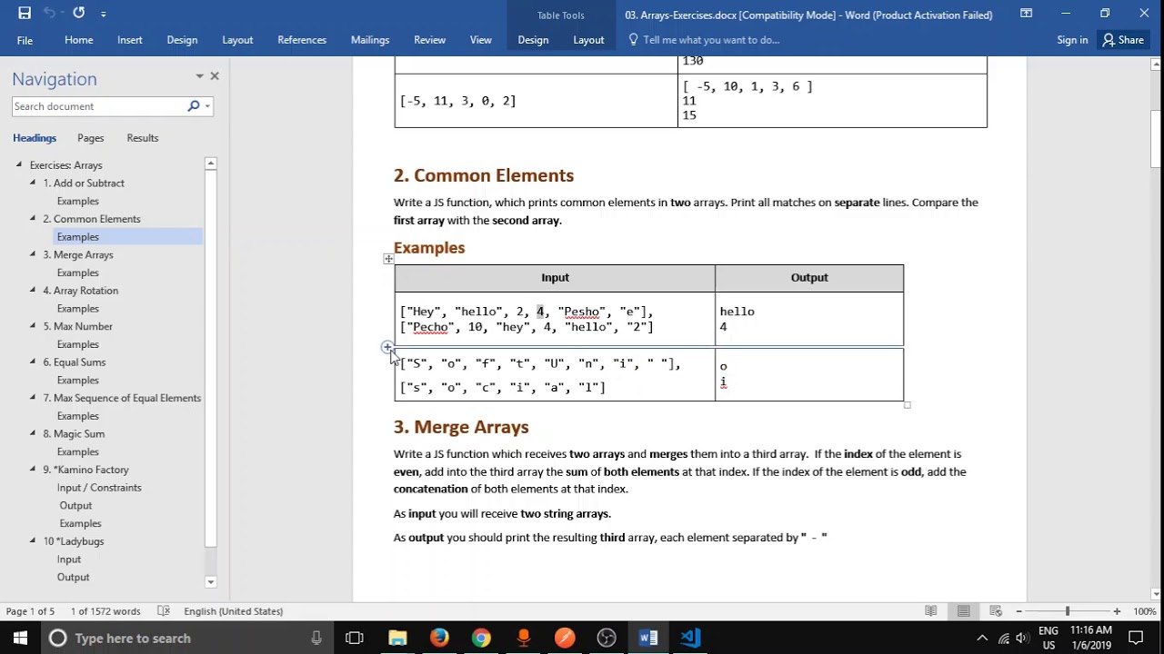 JavaScript Exercise Arrays (Tech Module)
