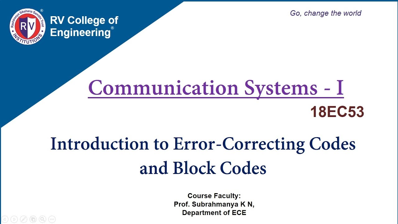 Communication Systems - 1 [Introduction to Error Correcting Codes and Block Codes]