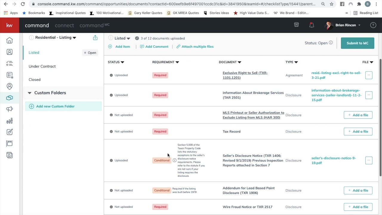 Tenant Compliance in KW Command