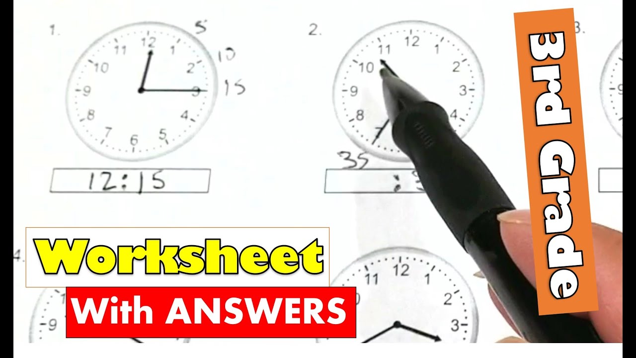 3rd Grade Math - Tell Time By 5 Minutes Intervals Worksheet With Answers | Homework Online