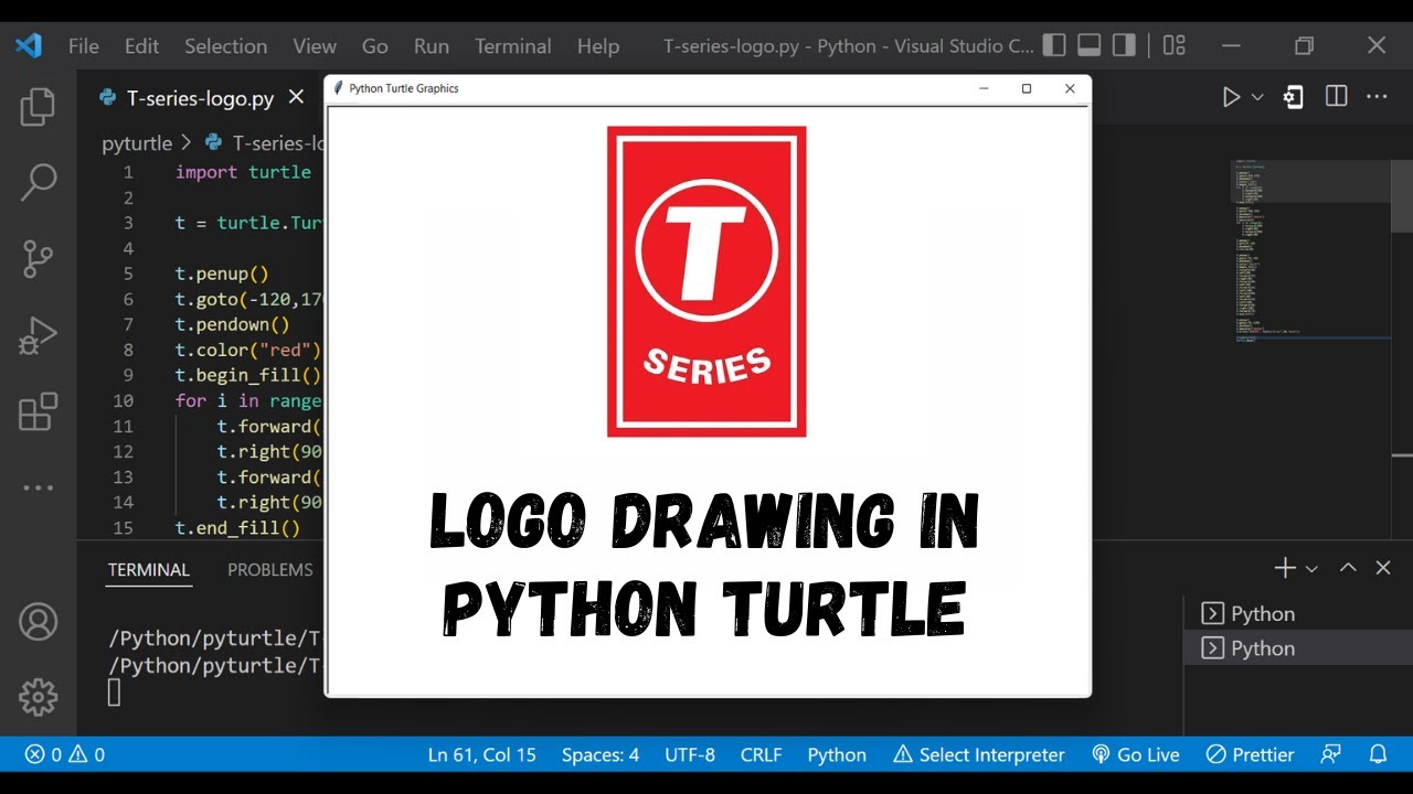T-SERIES Logo Drawing Using Python Turtle | Python Turtle Graphics | Python Animation | @tseries