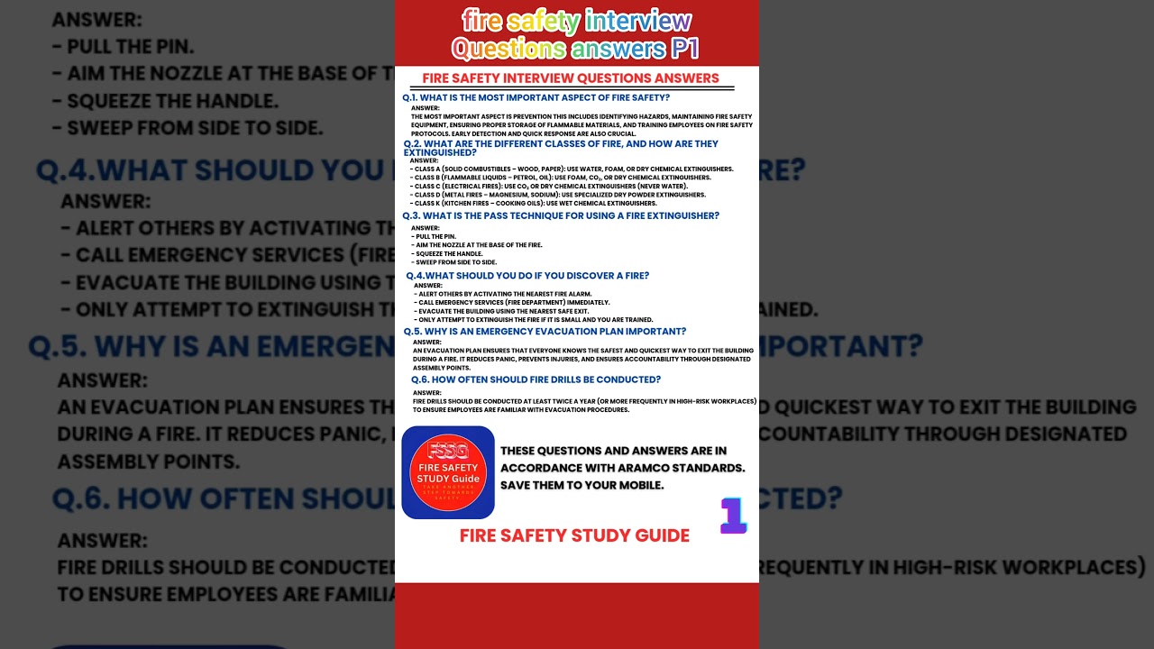 fire safety interview || Fire Safety Interview Questions Answers.P 1