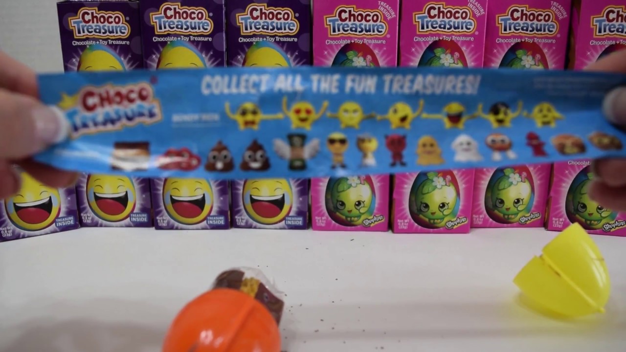 Choco Treasure Emoji and Shopkins Surprise eggs