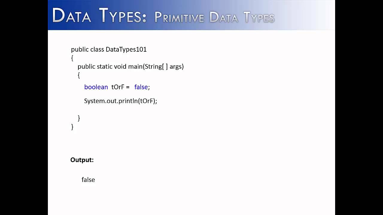 Data Types Part 5: boolean (Java)